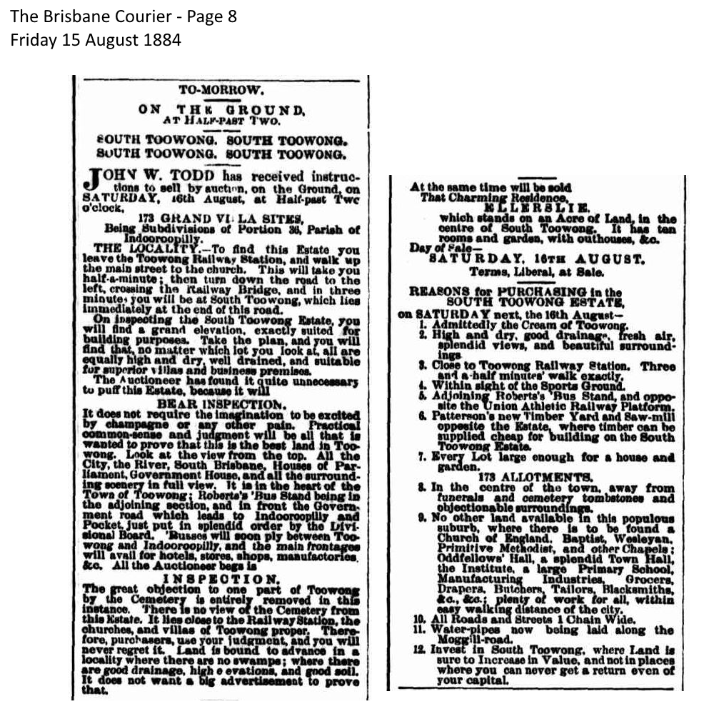 1884 Taringa - South Toowong – Suburb Maps