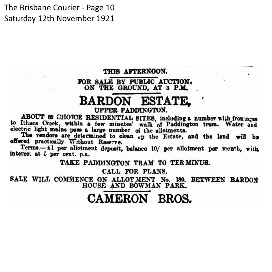 1921 Bardon - Bardon Estate – Suburb Maps