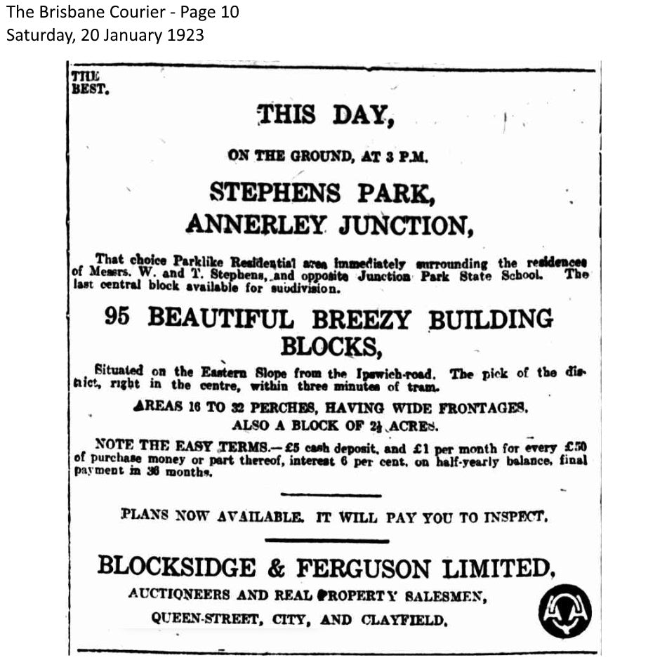 1923 Annerley - Stephens Park Estate – Suburb Maps